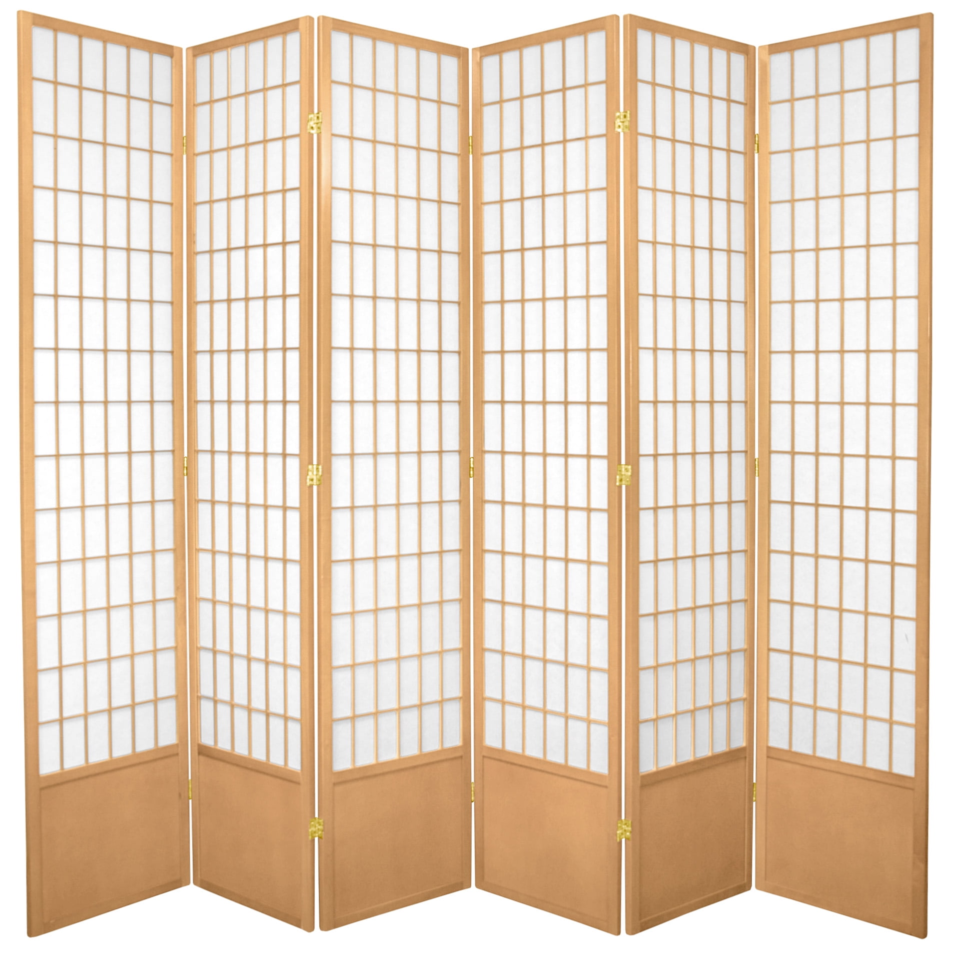 Oriental Furniture 7 Ft Tall Window Pane Shoji Screen, 6 panel, natural ...