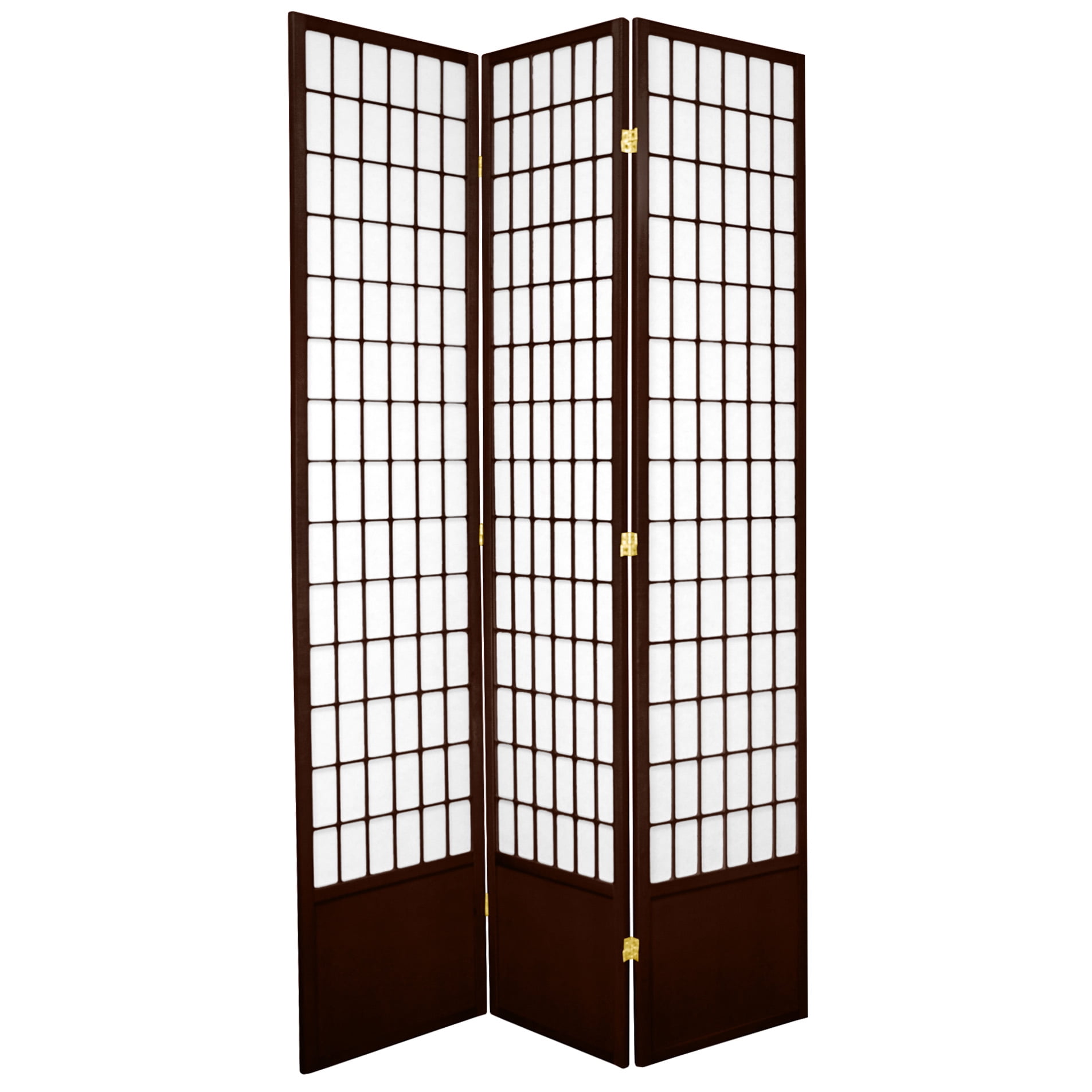 Oriental Furniture 7 Ft Tall Window Pane Shoji Screen, Walnut, 3 panels ...