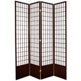 Oriental Furniture 7 Ft Tall Window Pane Shoji Screen, walnut color, 4 ...