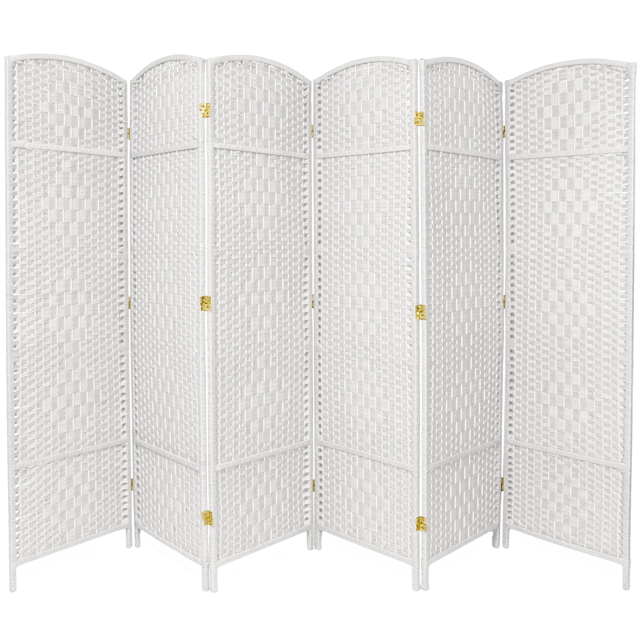 Oriental Furniture 7 ft. Tall Diamond Weave Room Divider - White - 6 ...