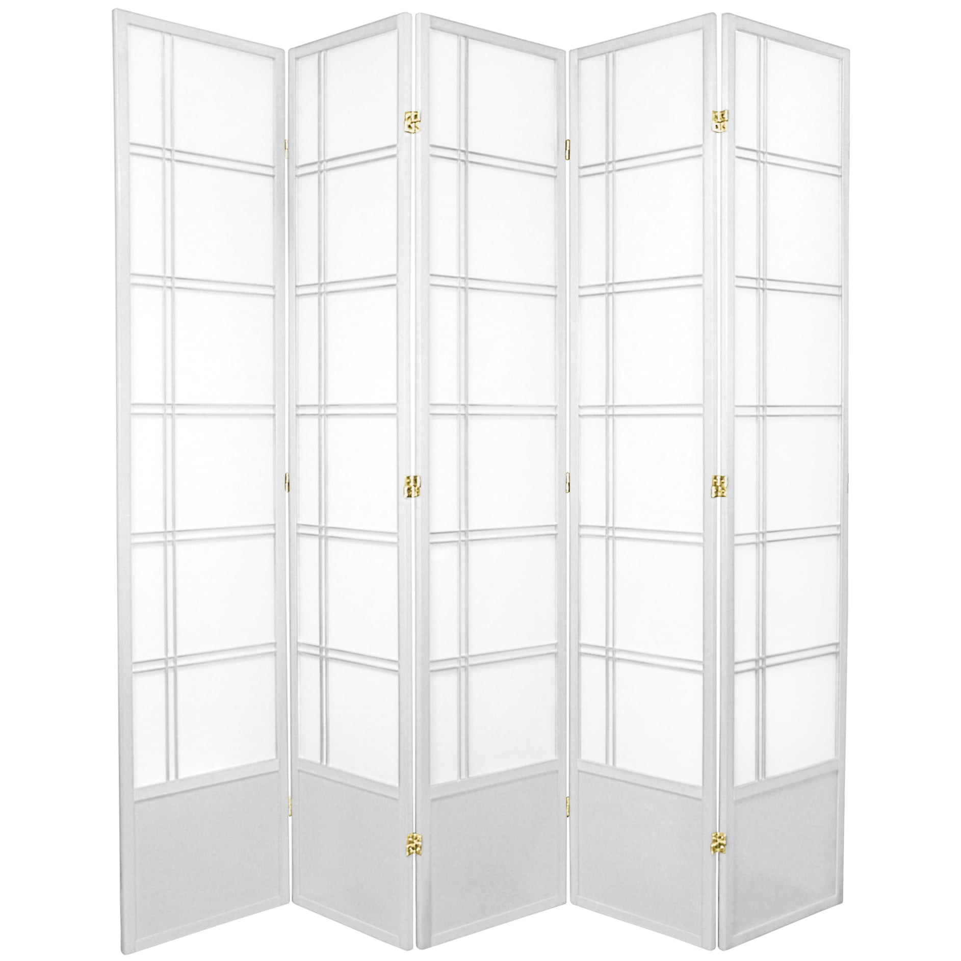 Oriental Furniture 7 ft. Tall Double Cross Shoji Screen - White - 5 ...