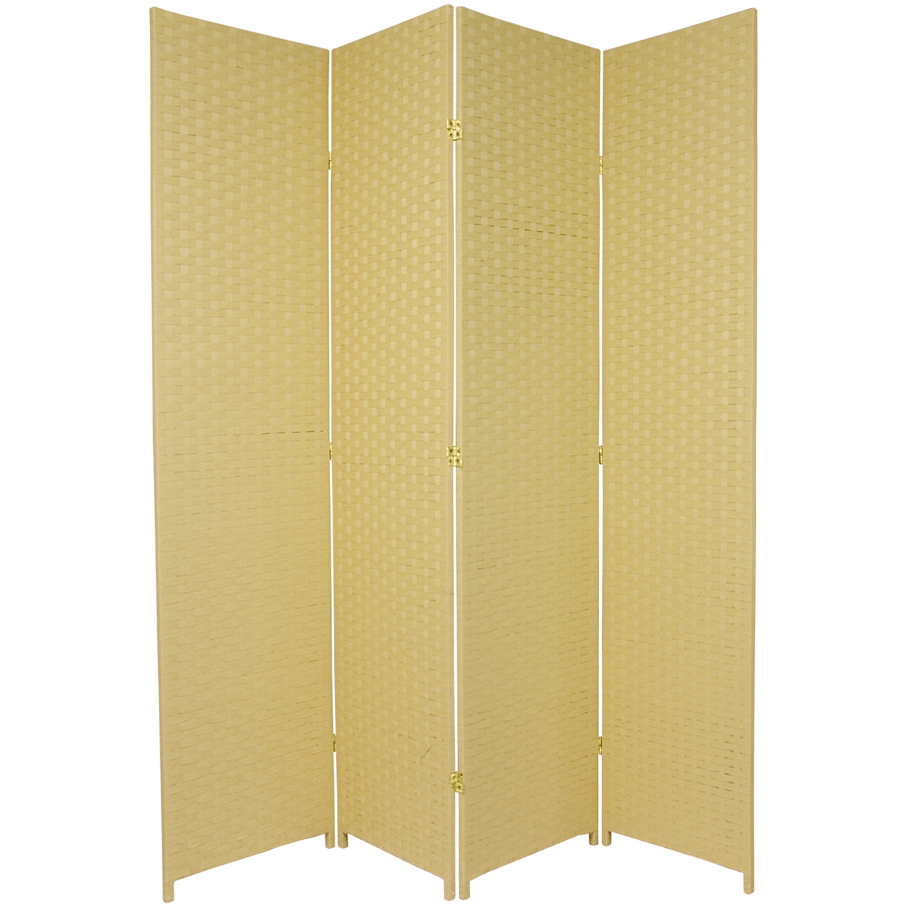 Oriental Furniture 7 ft. Tall Woven Fiber Room Divider - Dark Beige - 4 ...