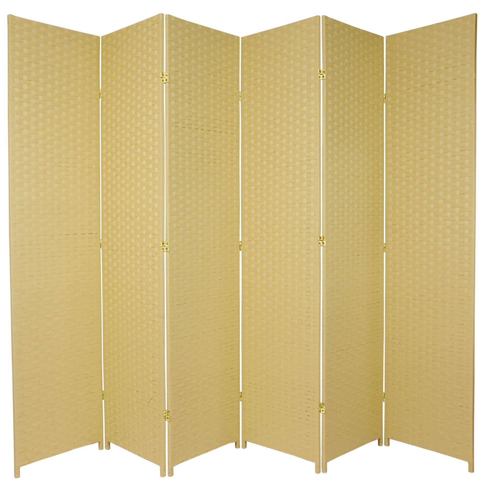 Oriental Furniture 7 ft. Tall Woven Fiber Room Divider - Dark Beige - 6 ...