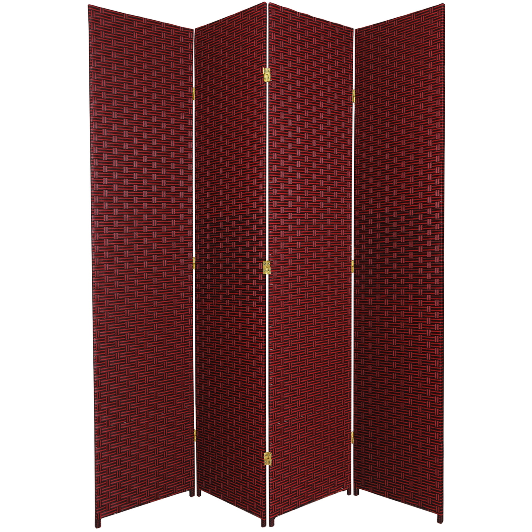 Oriental Furniture 7 ft. Tall Woven Fiber Room Divider - Red/Black - 4 ...
