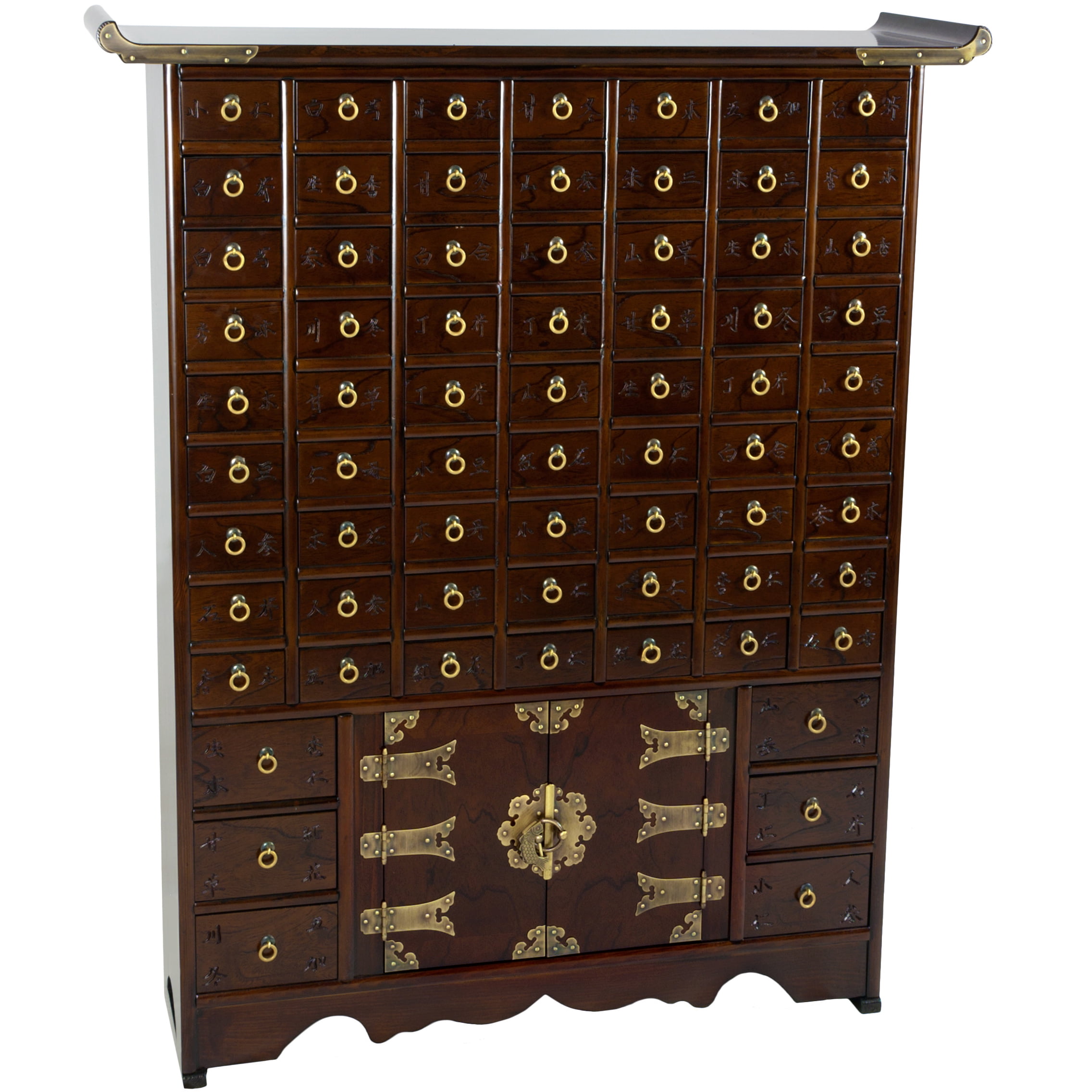 Oriental Furniture Korean Antique Style 63-Drawer Apothecary Chest ...
