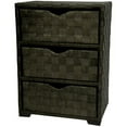 Oriental Furniture Natural Fiber Chest of Drawers, 3 Drawer, Black ...