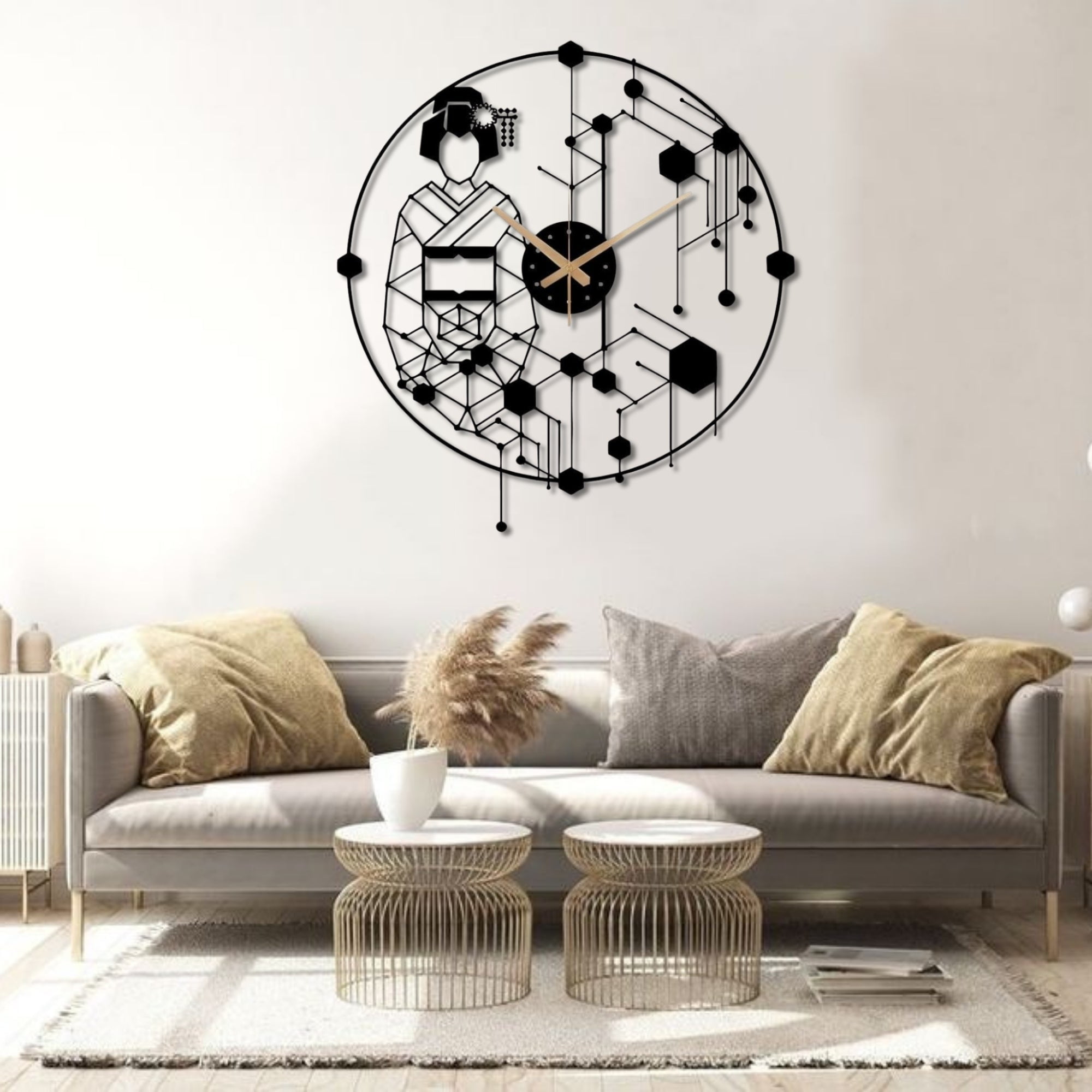 Oriental Japanese Geisha Metal Wall Clock - Walmart.com
