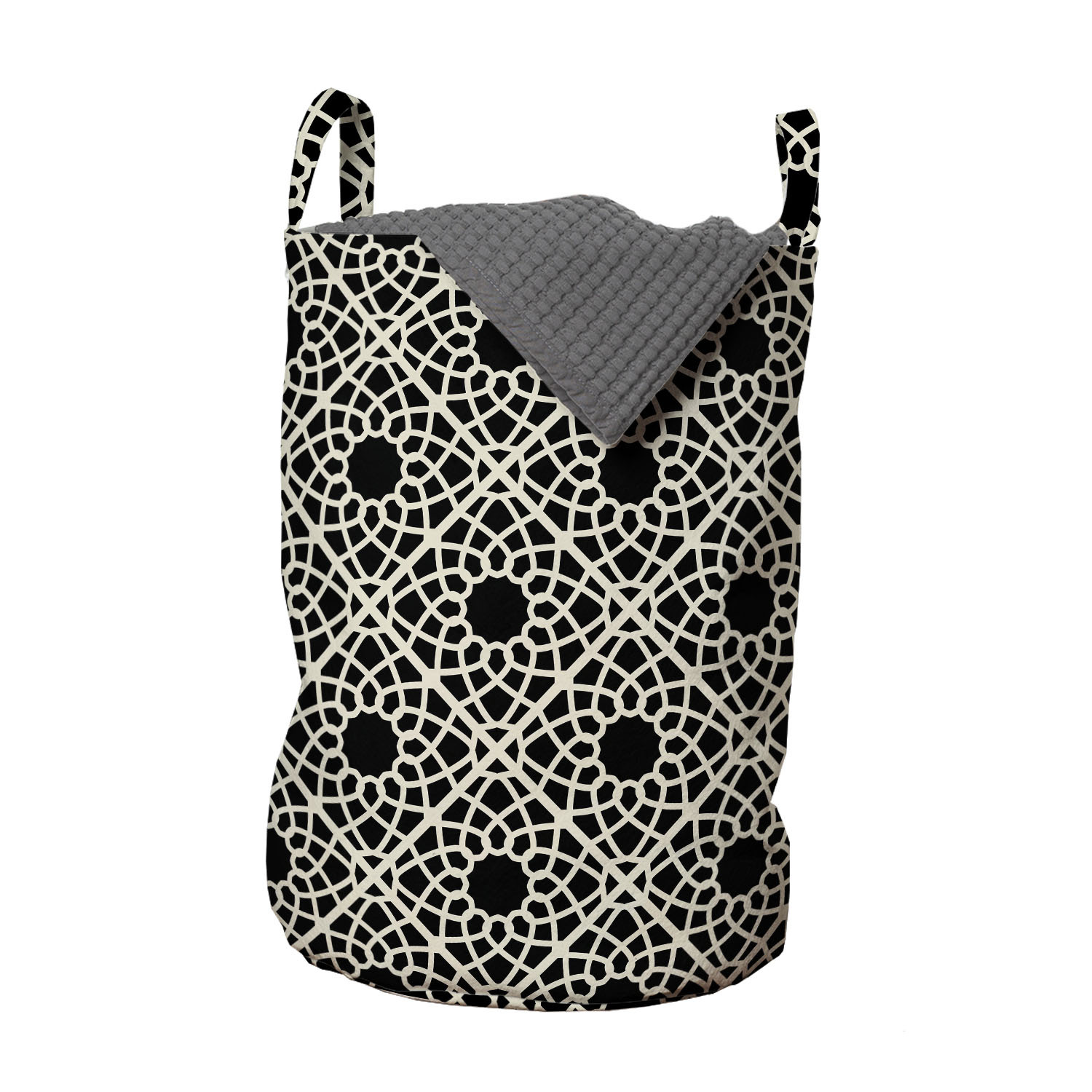 Oriental Laundry Bag, Far Eastern Style Lattice with Floral and ...