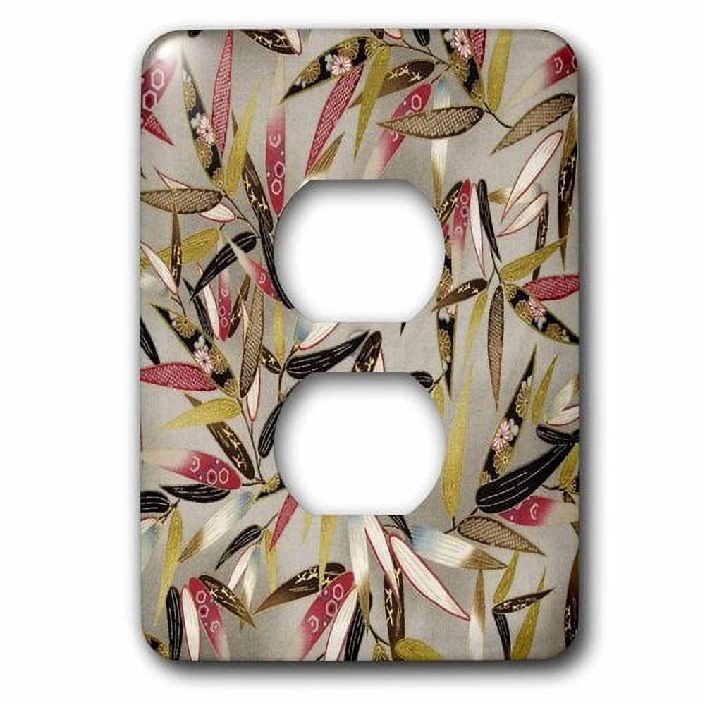Oriental Leaves With Muted Red Silver n Black Paisley 2 plug outlet ...