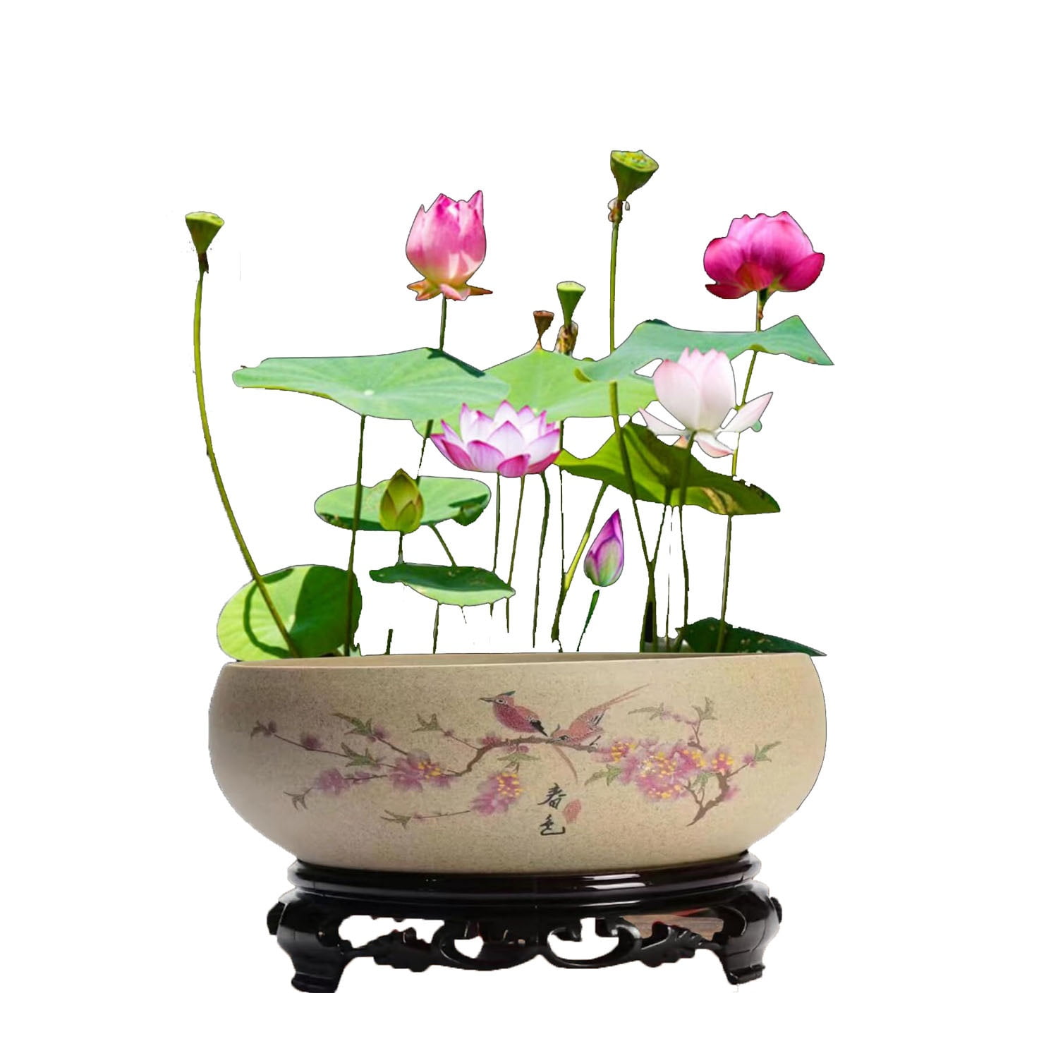 Oriental Lotus Fish Tank Bowl Ceramic Bowl for Indoor Water Plants ...
