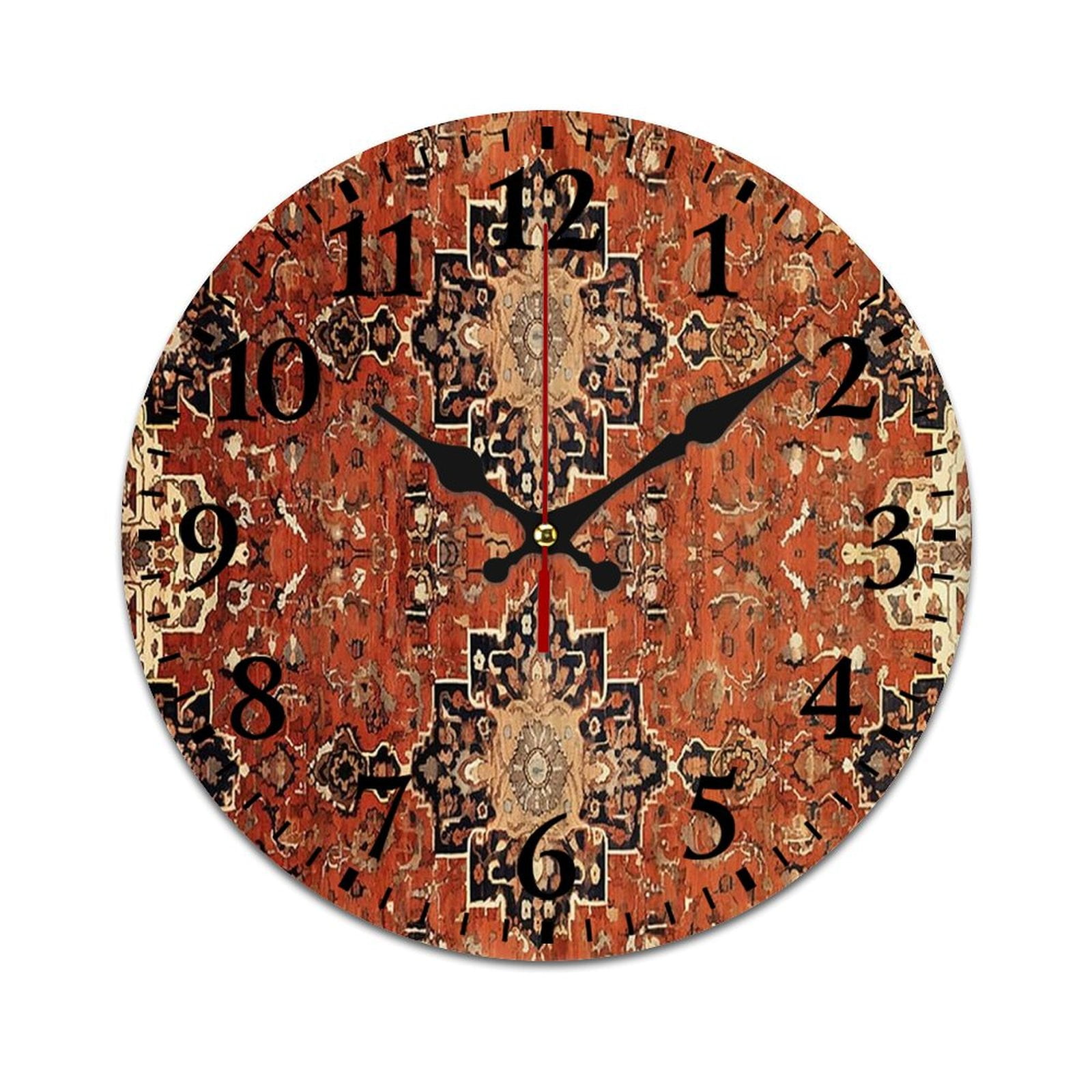 Oriental Medallion Floral Geometric Orange Wall Clock Modern Design ...