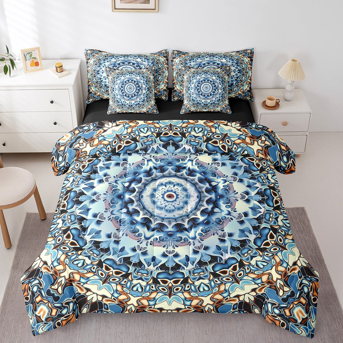 Oriental Medallion Queen Bedding Sets Persian Flower Comforter Set ...