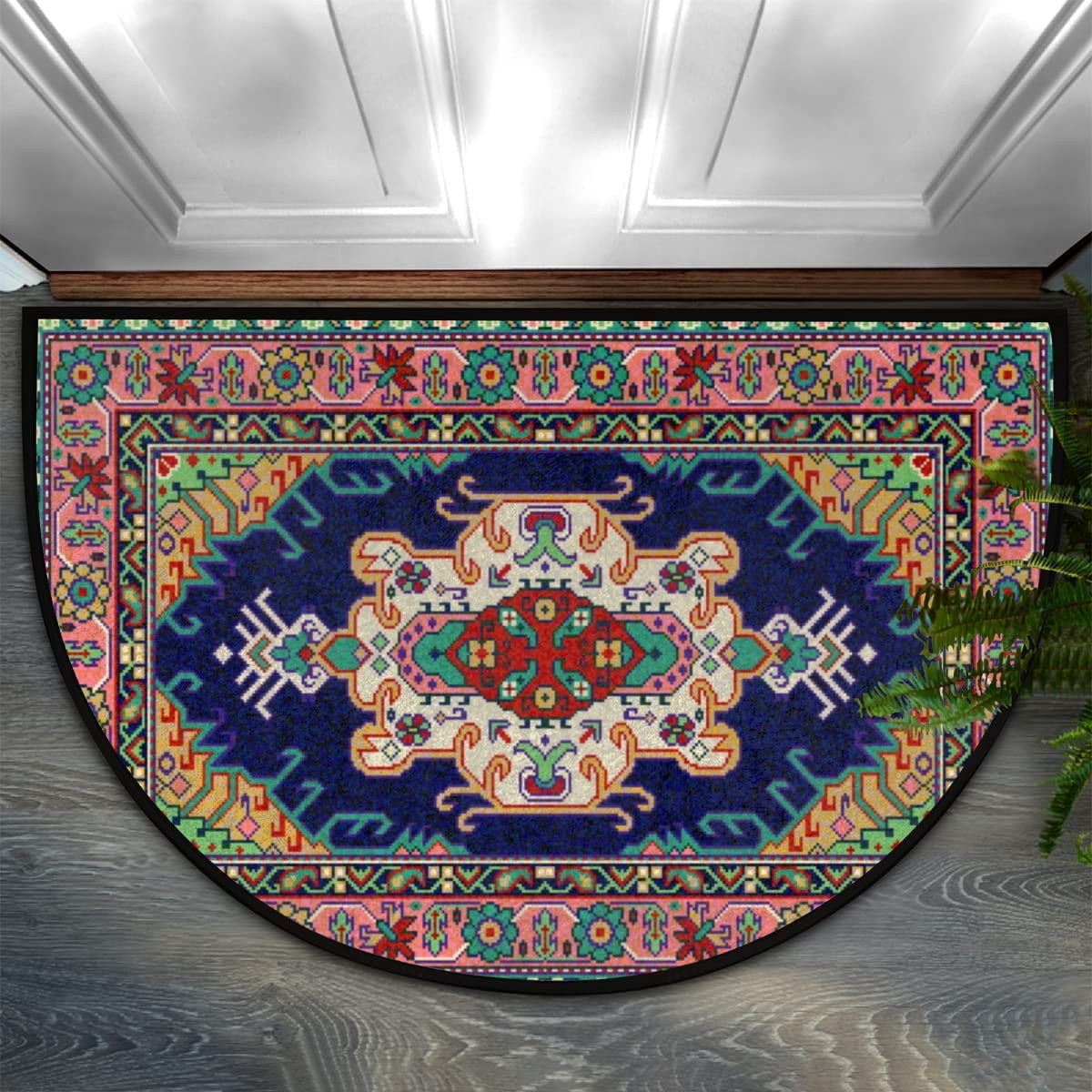 Oriental Mosaic Half Round Door Mat Half Circle Area Rug Doormat Home ...