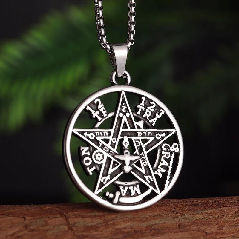 Oriental Mystical Witchcraft Pentagram 14K White Gold Pendant Jewish ...