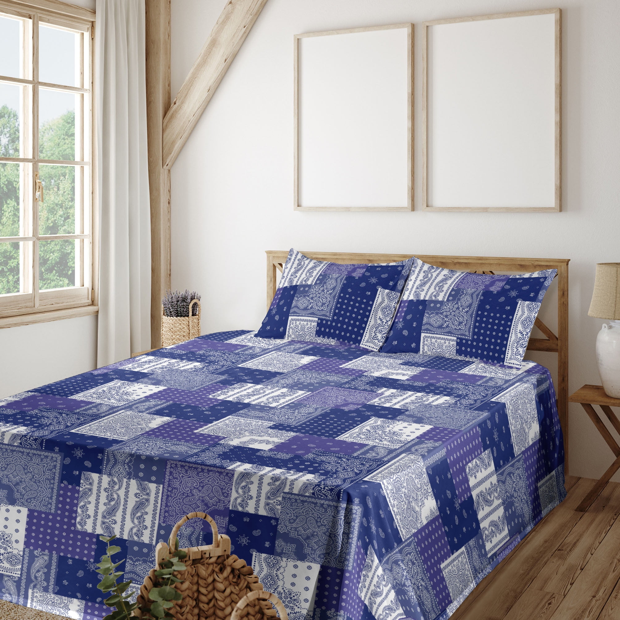 Oriental Pattern Sheet Set, Contemporary Vibe Paisley Look Geometric ...