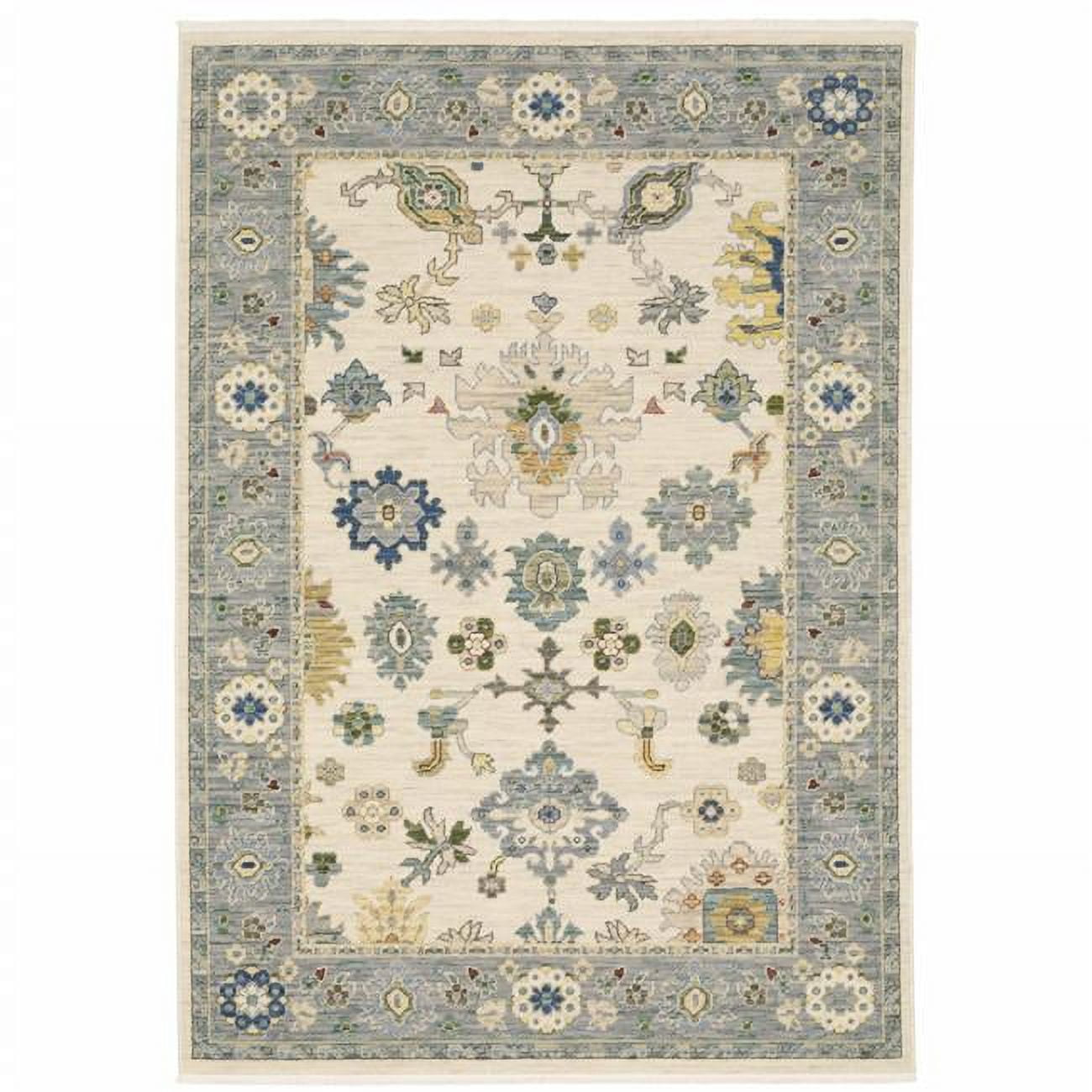 Oriental Power Loom Stain Resistant Area Rug with Fringe - Multi Color ...