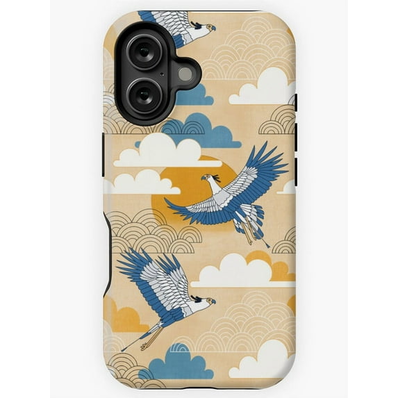 Oriental Secretary Birds Art Phone Case for iPhone 11 12 13 14 15 16 17 ...