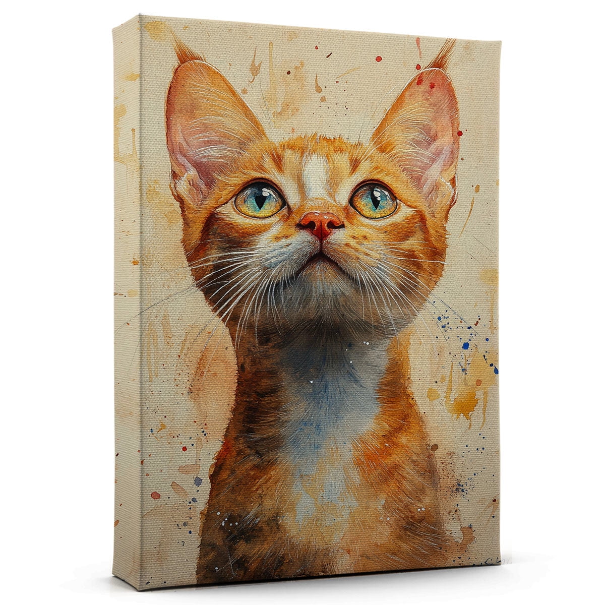 Oriental Shorthair Cat Brown White Art Print Canvas, Animal Decor for ...
