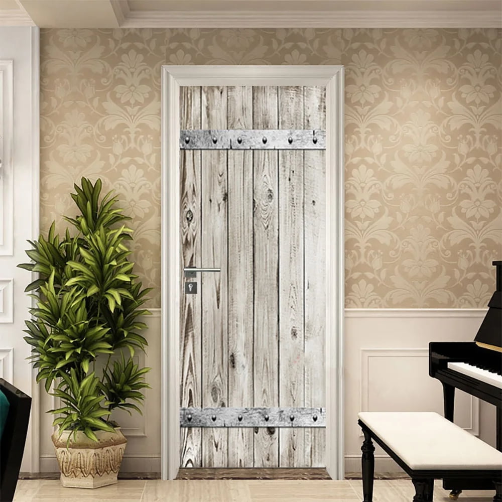Oriental Style D Door Sticker Mural Cover Waterproof Vinyl Retro Wooden ...