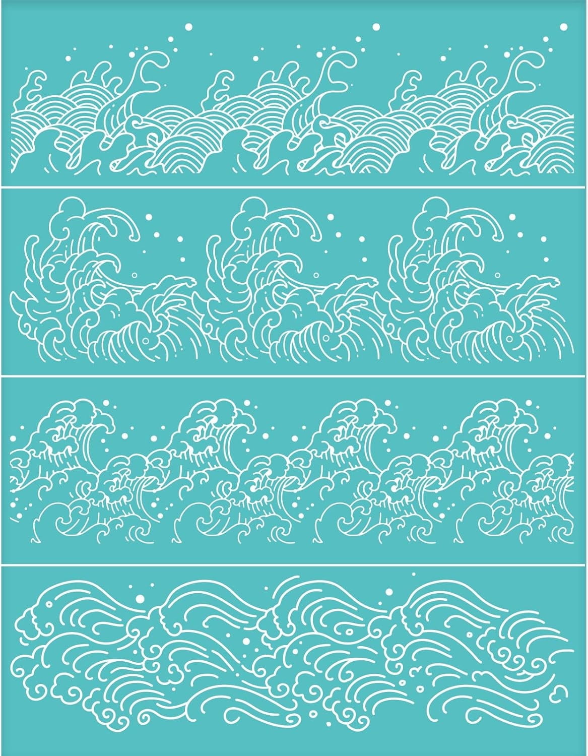 Oriental Theme Self-Adhesive Silk Screen Printing Stencil Ocean Wave ...