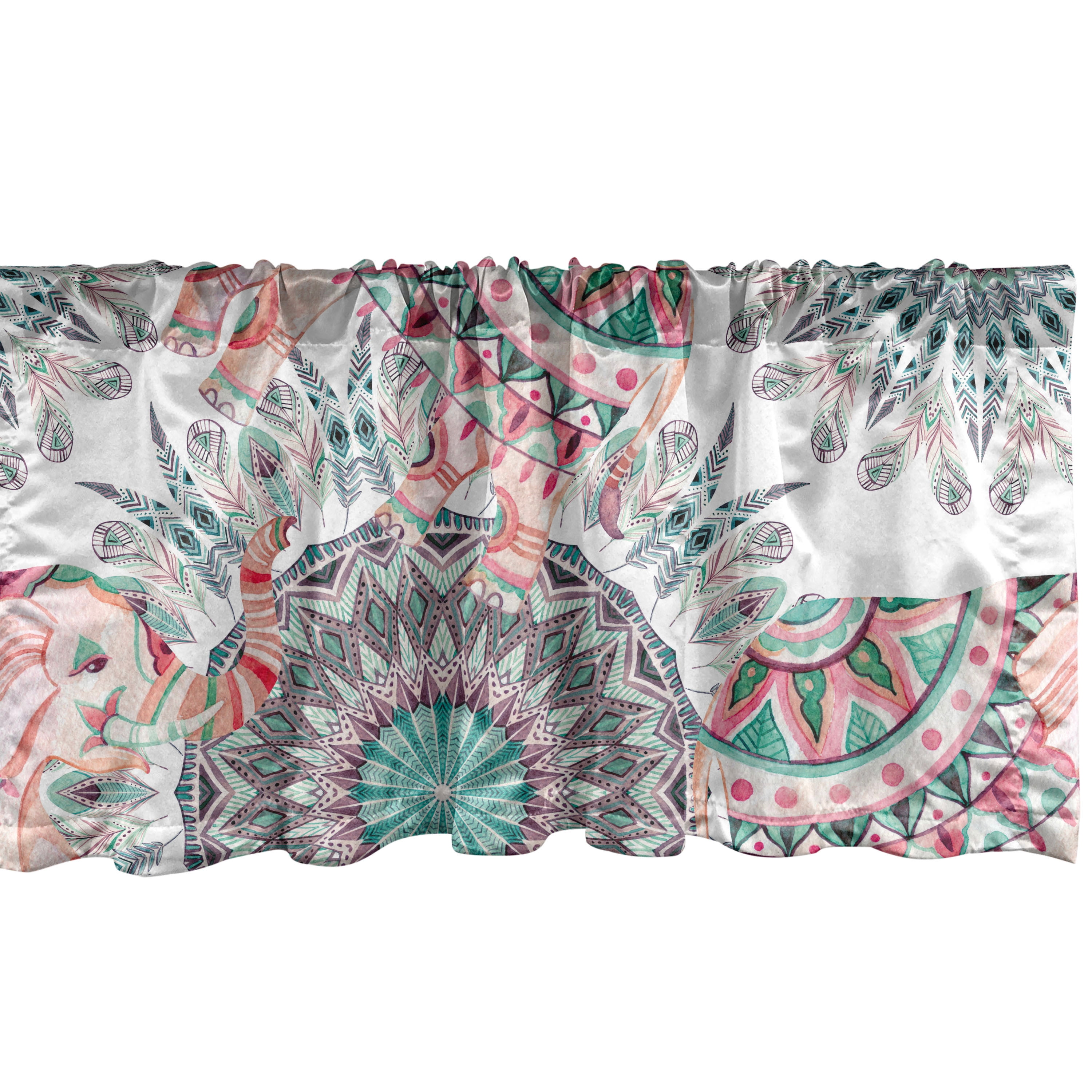 Oriental Themed Window Valance, Traditional Ornamented Elephant and ...