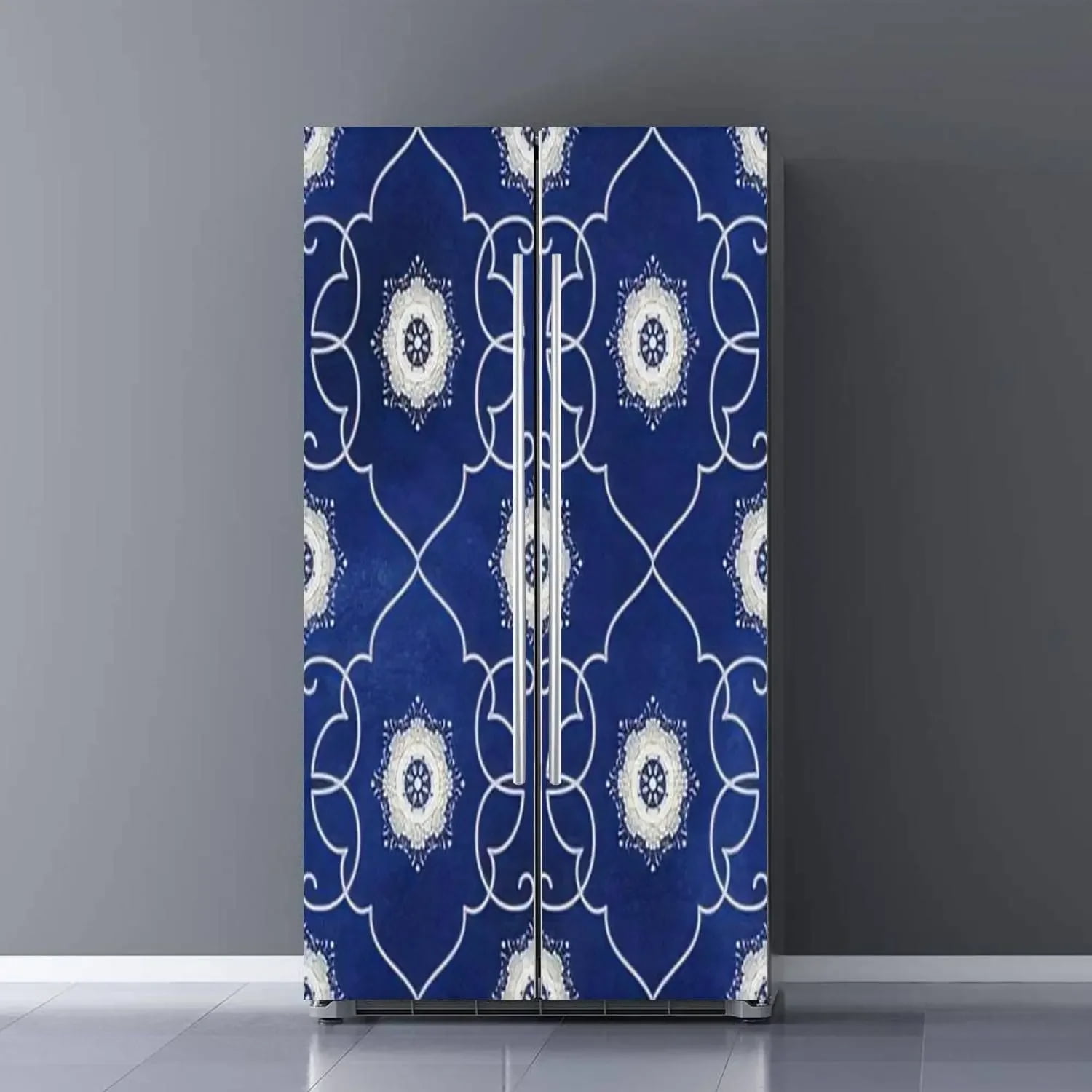 Oriental Tile Ceramic Flower Refrigerator Stick Blue White Chinese ...