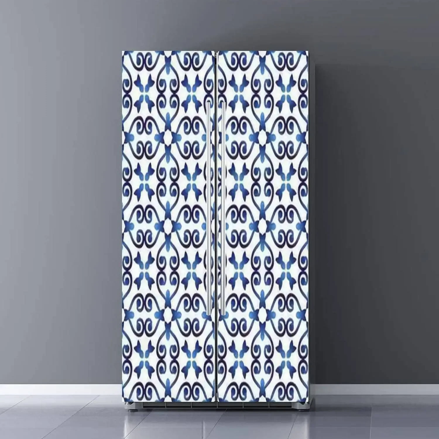 Oriental Tile Ceramic Flower Refrigerator Stick Blue White Chinese ...