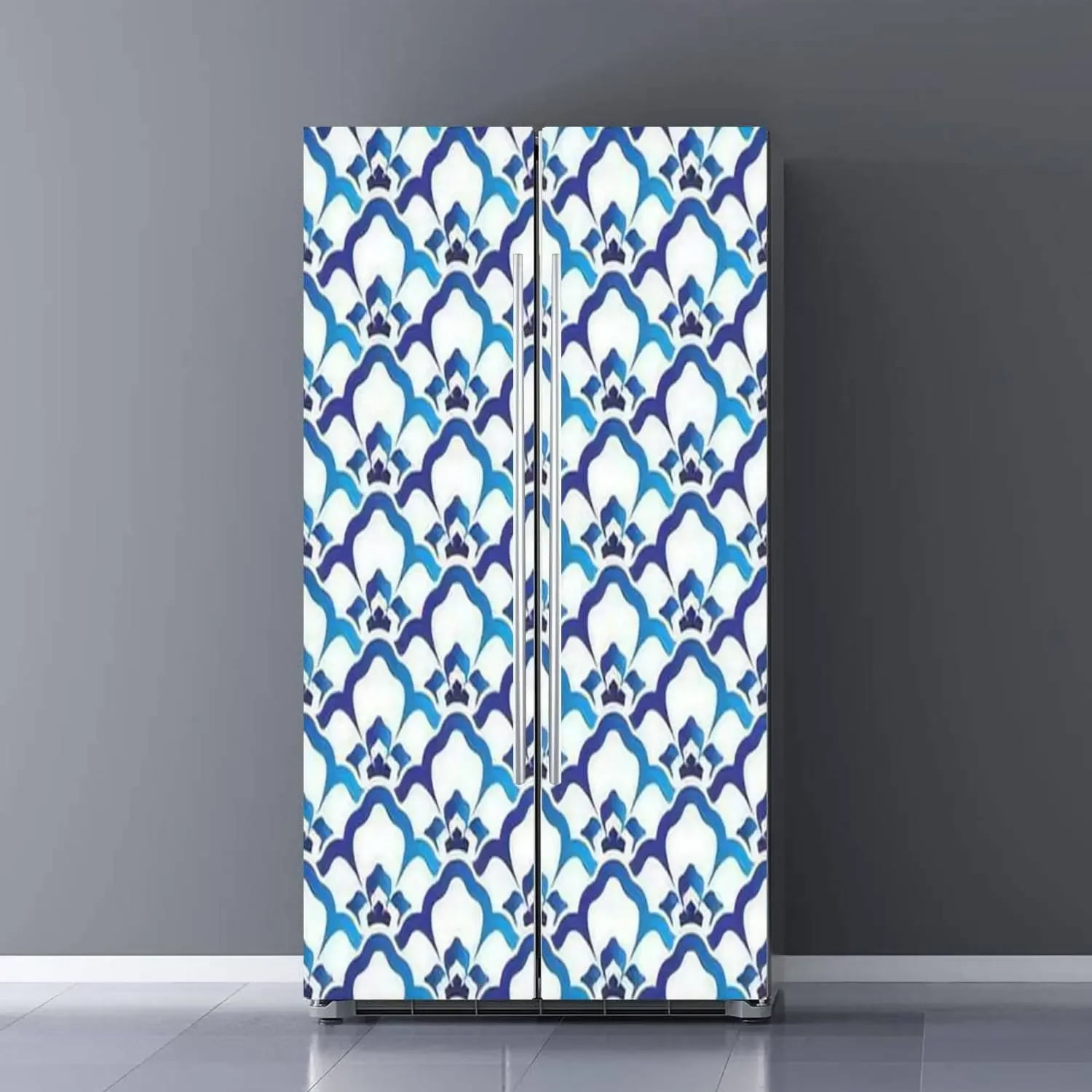 Oriental Tile Ceramic Flower Refrigerator Stick Blue White Chinese ...