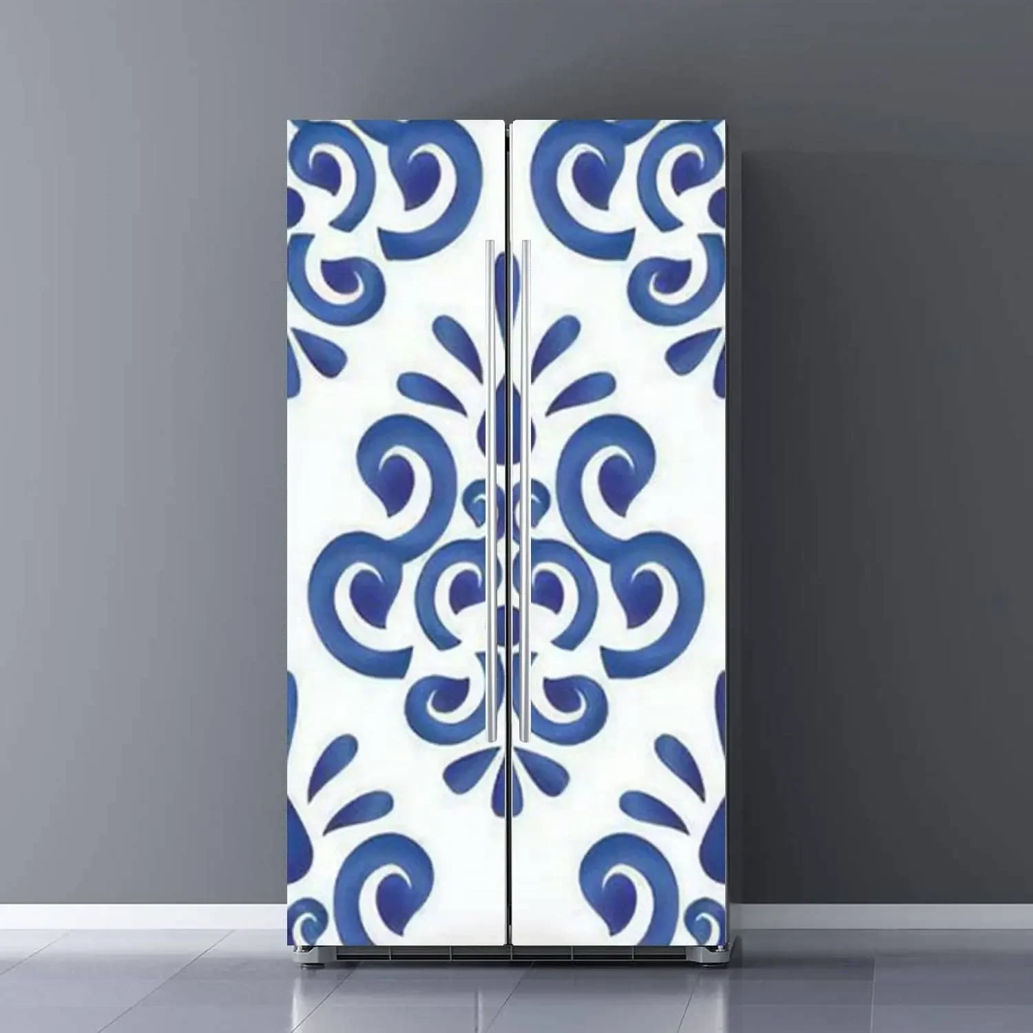 Oriental Tile Ceramic Flower Refrigerator Stick Blue White Chinese ...