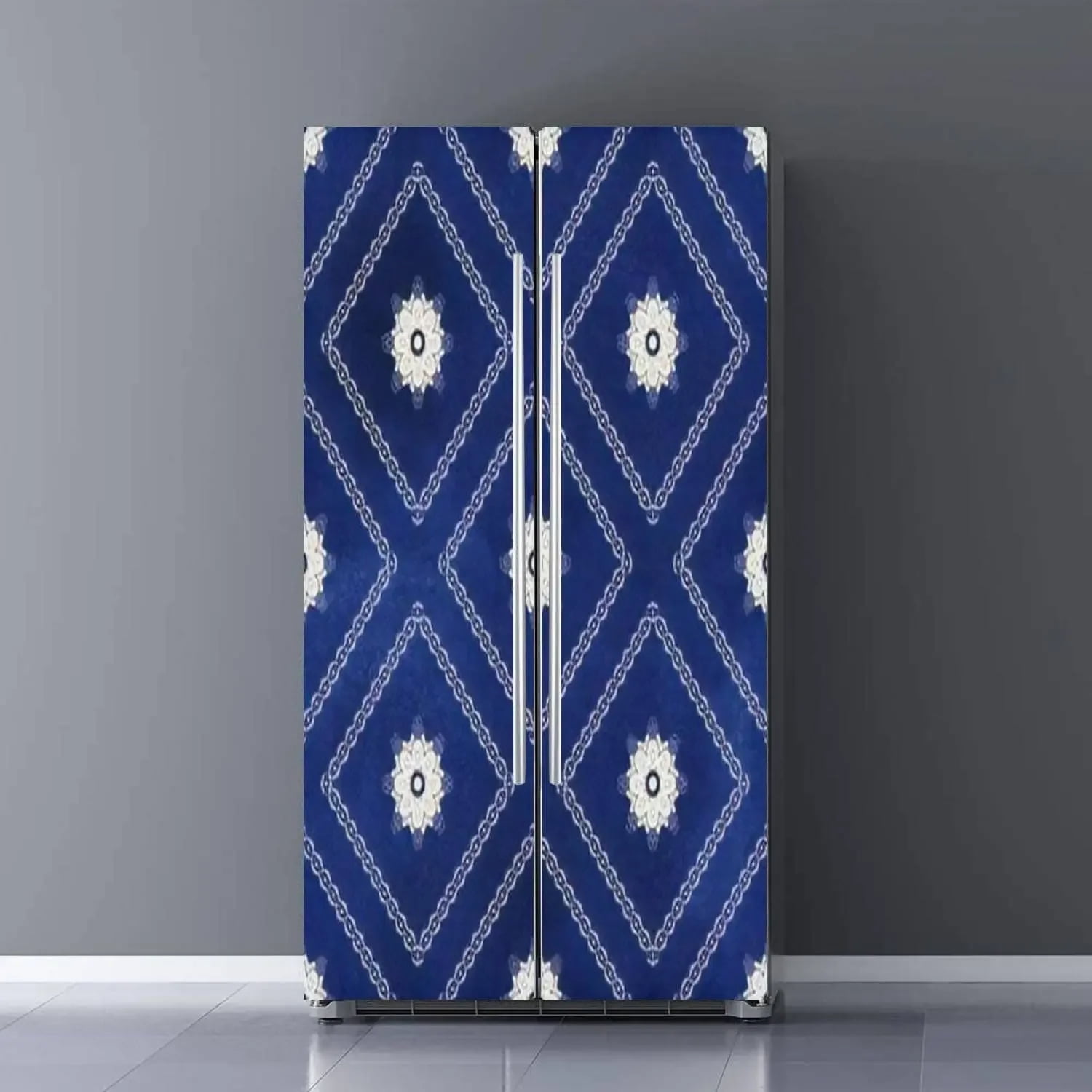 Oriental Tile Ceramic Flower Refrigerator Stick Blue White Chinese ...