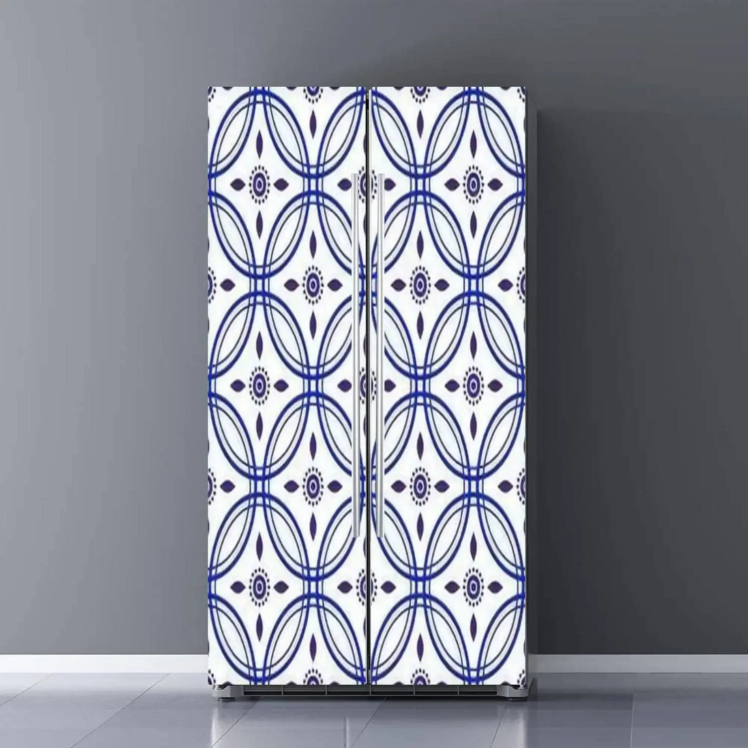 Oriental Tile Ceramic Flower Refrigerator Stick Blue White Chinese ...
