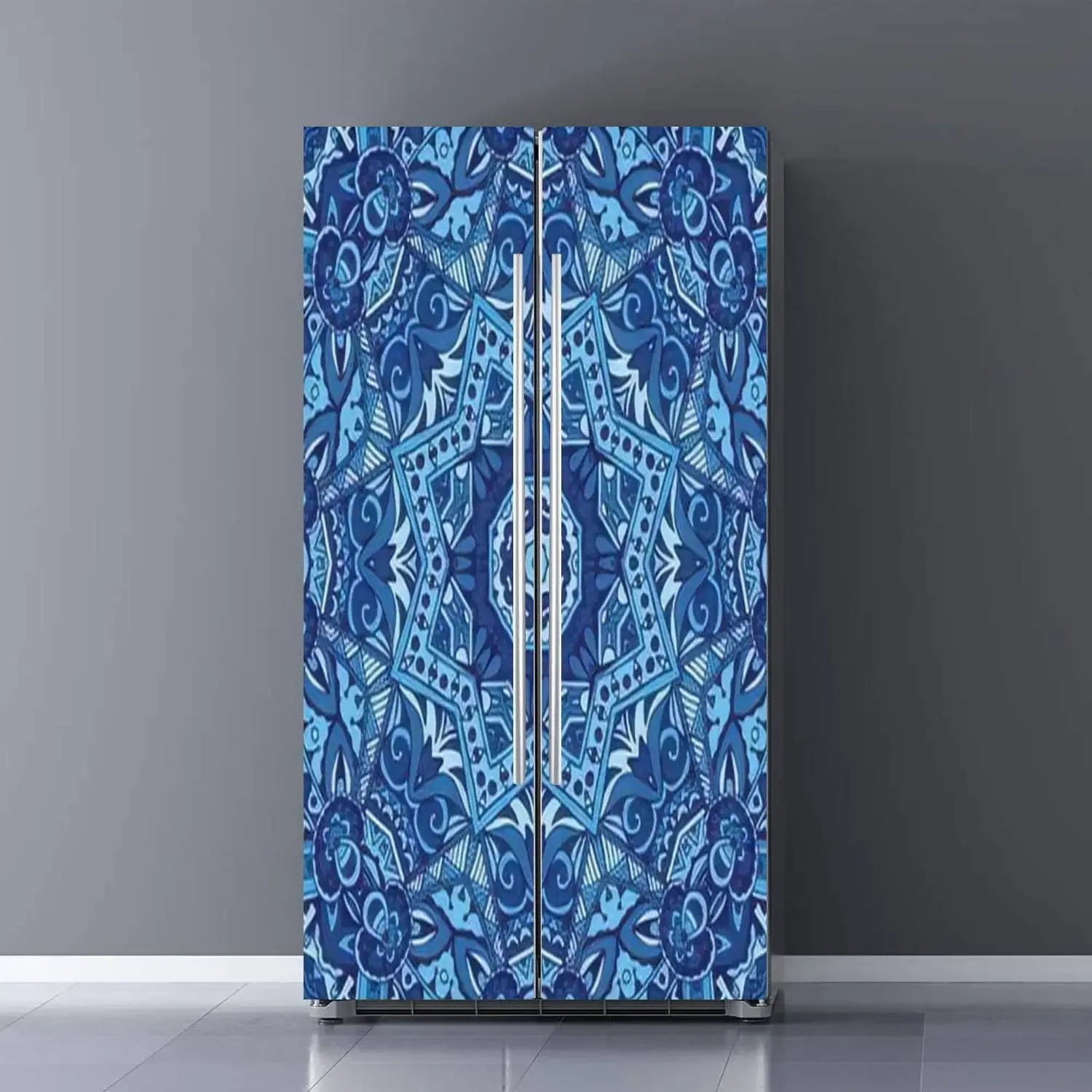 Oriental Tile Ceramic Flower Refrigerator Stick Blue White Chinese ...