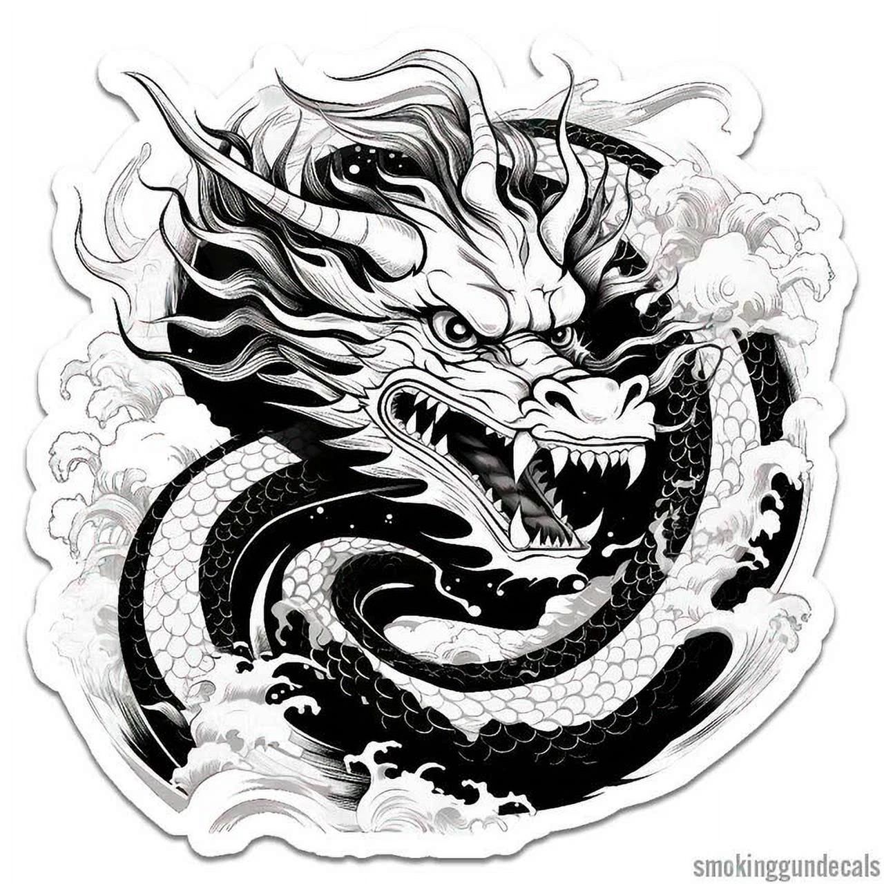 Oriental Water Dragon Sticker Indoor Outdoor Phone Decal Water Bottle ...