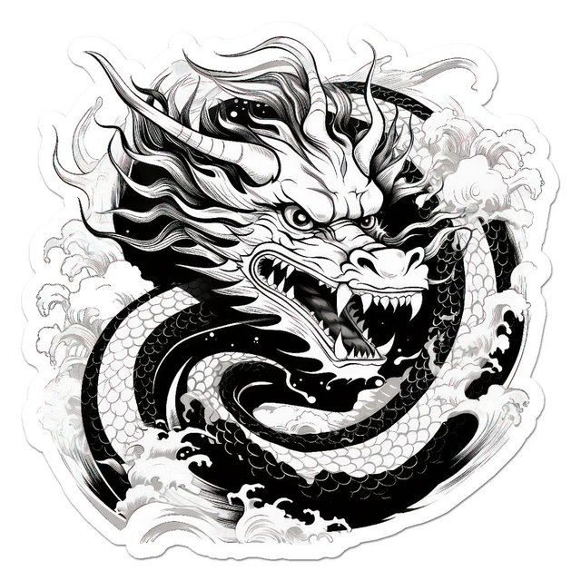 Oriental Water Dragon Sticker Phone Decal Water Bottle Stickers Car ...