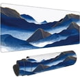 Oriental Watercolor Blue Mountain and Golden Line Gaming Mouse Pad ...