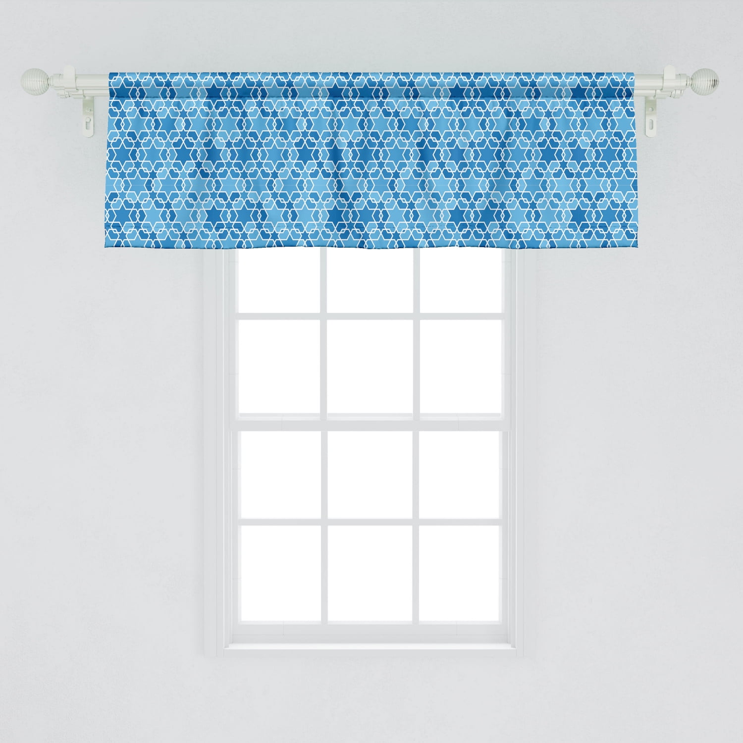 Ambesonne Oriental Valance Pack of 2, Blue Tones Eastern Star, 54"X18 ...
