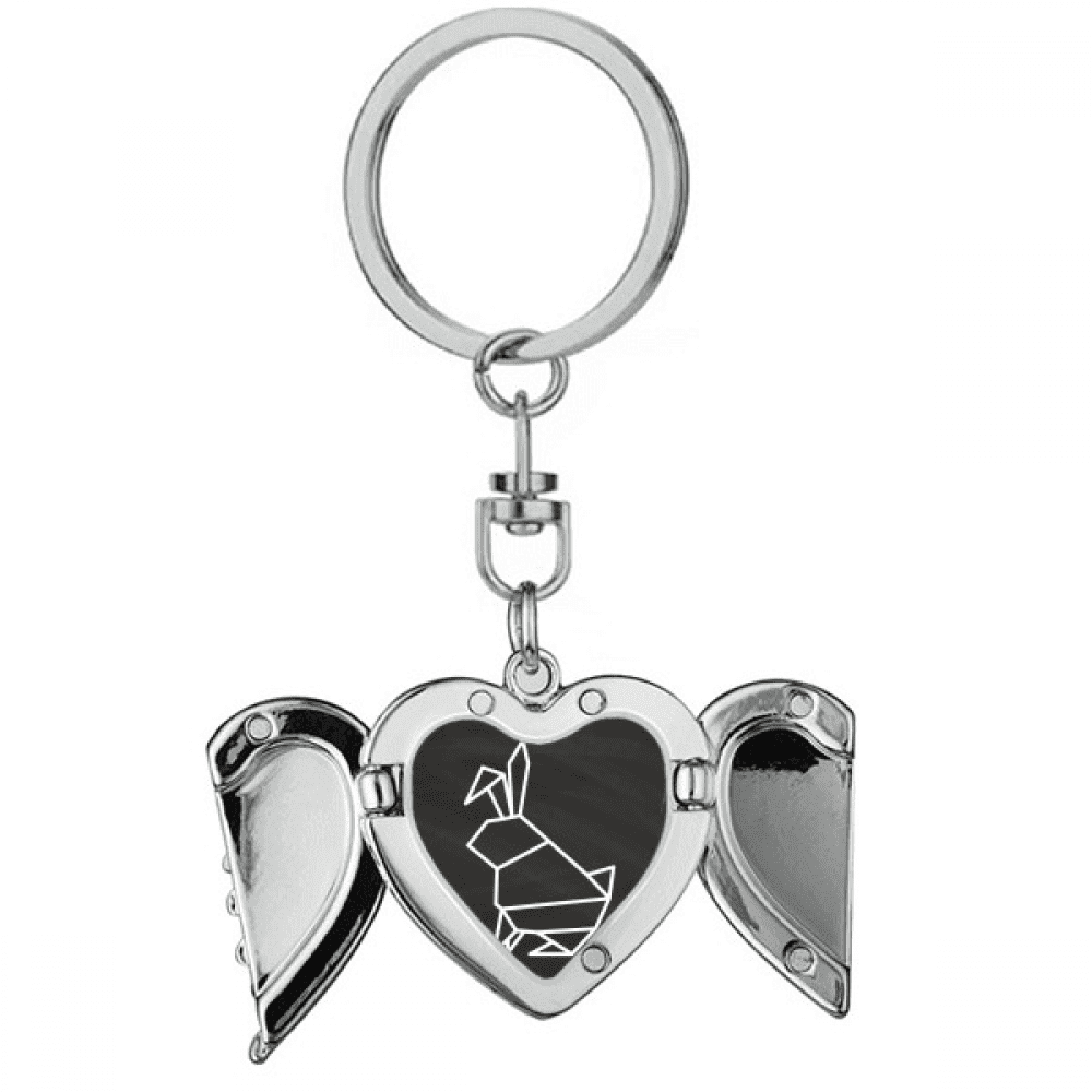Origa Rabbits Geometric Shape Heart Angel Wing Key Chain Holder ...
