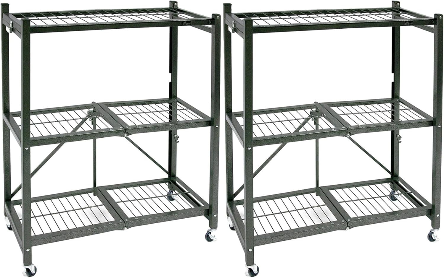 Origami 2 Pack 3 Tier Folding Shelves, Storage Shelving Rack Unit with ...