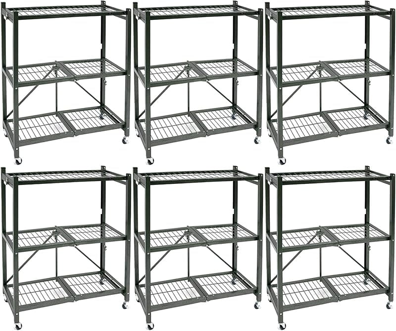 Origami 2 Pack 3 Tier Folding Shelves, Storage Shelving Rack Unit with ...