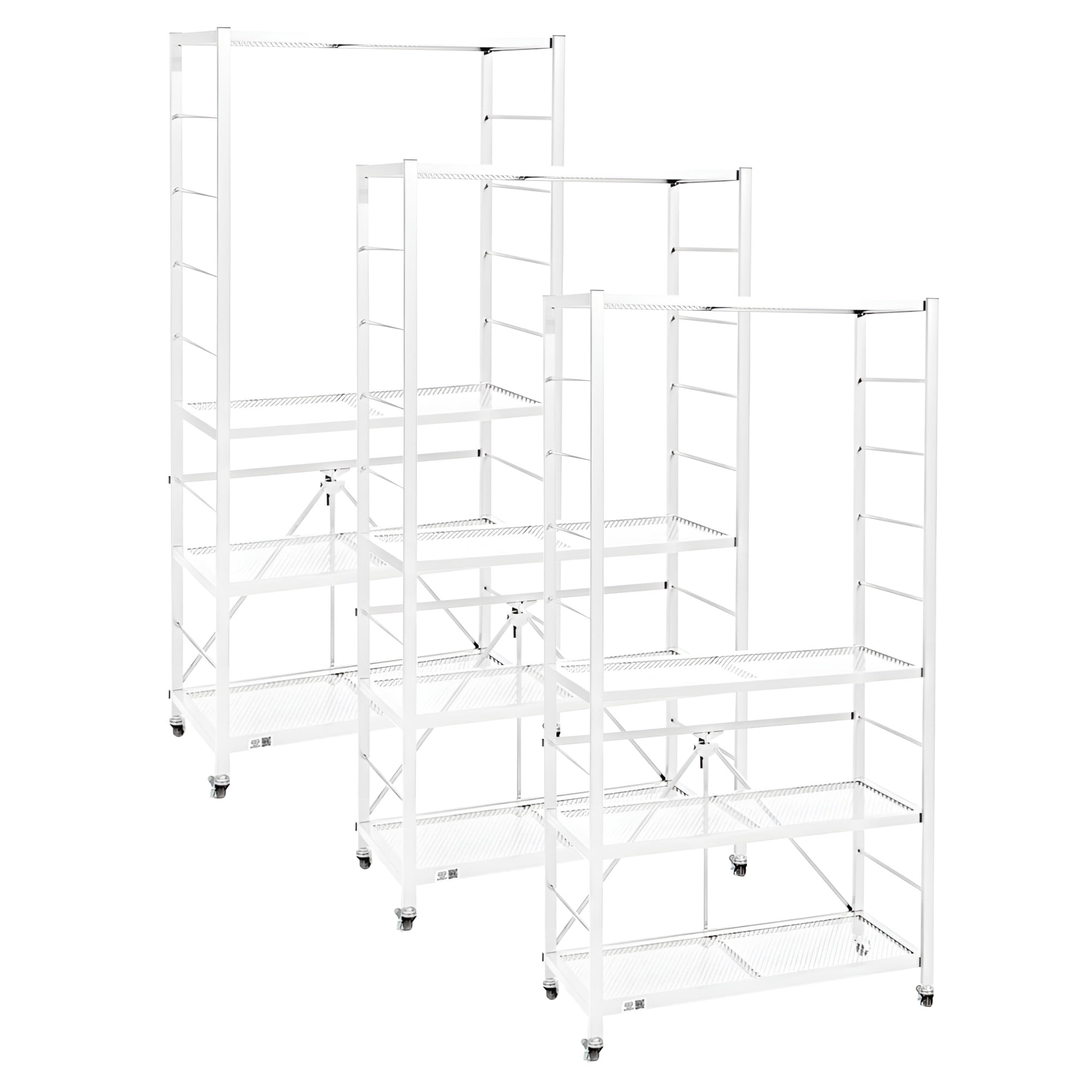 Origami 3 Pack Folding Steel Storage Rack, Adjustable Shelves, R2 ...