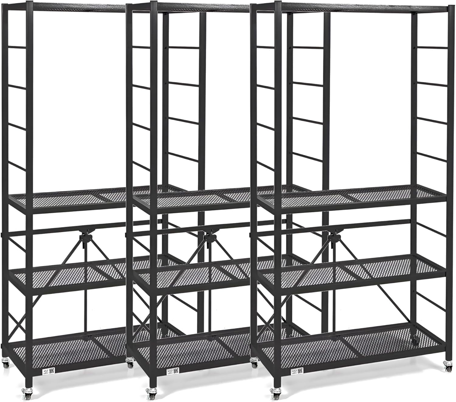 Origami 3-Pack R2 Foldable Steel Storage Rack with 4 Adjustable Shelves ...