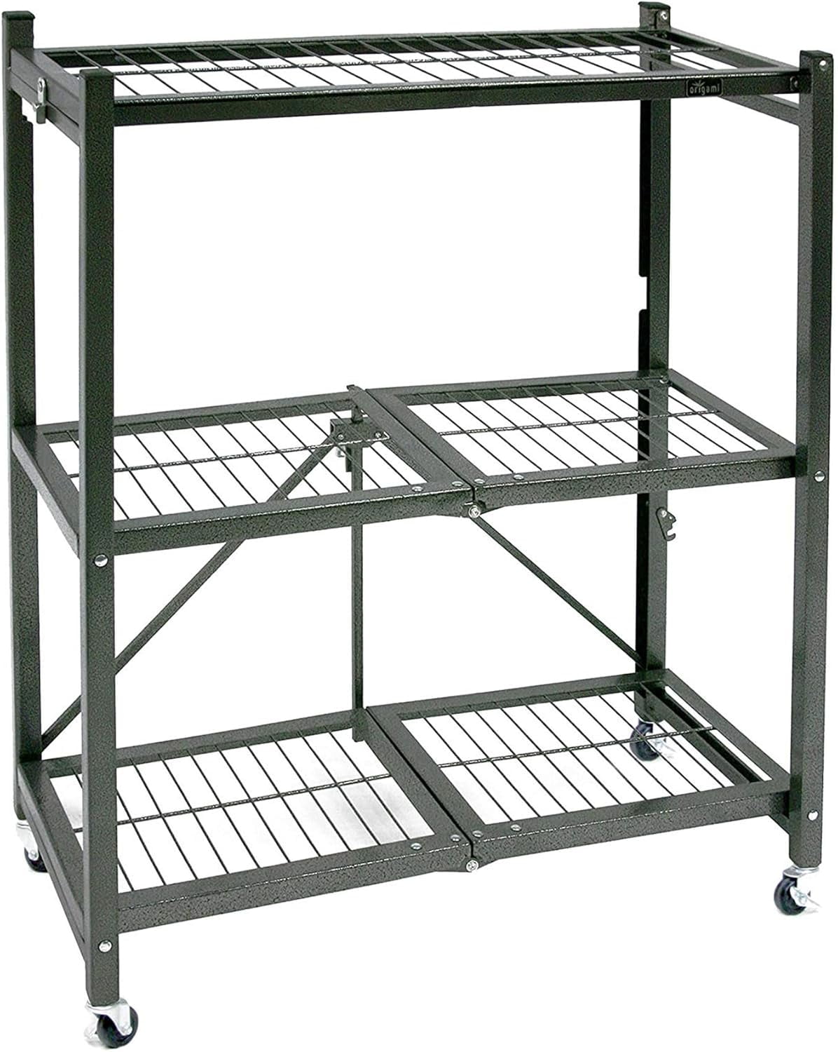 Origami 3 Tier Folding Shelves, Storage Shelving Rack Unit With Wheels ...