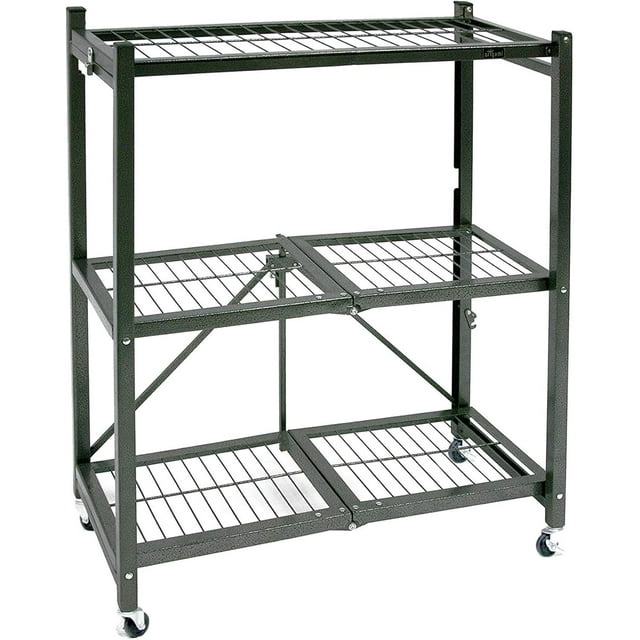 Origami 3 Tier Folding Shelves, Storage Shelving Rack Unit With Wheels ...
