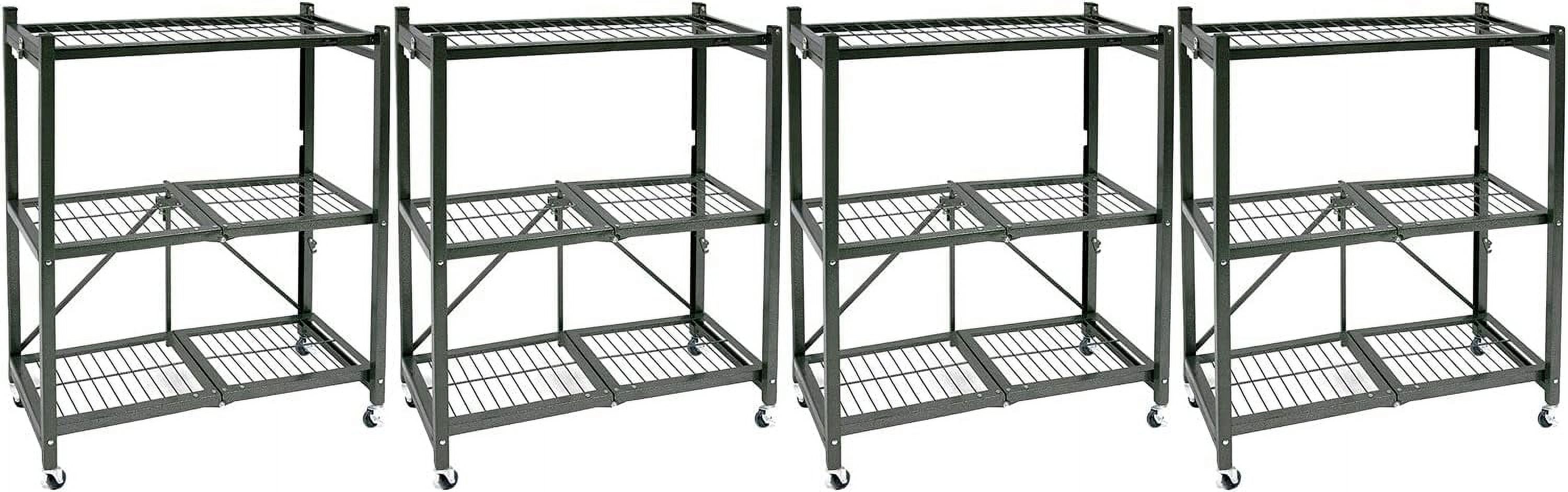 Origami 4-Pack R3 Storage Rack, 3-Tier Heavy-Duty Foldable Steel Shelf ...