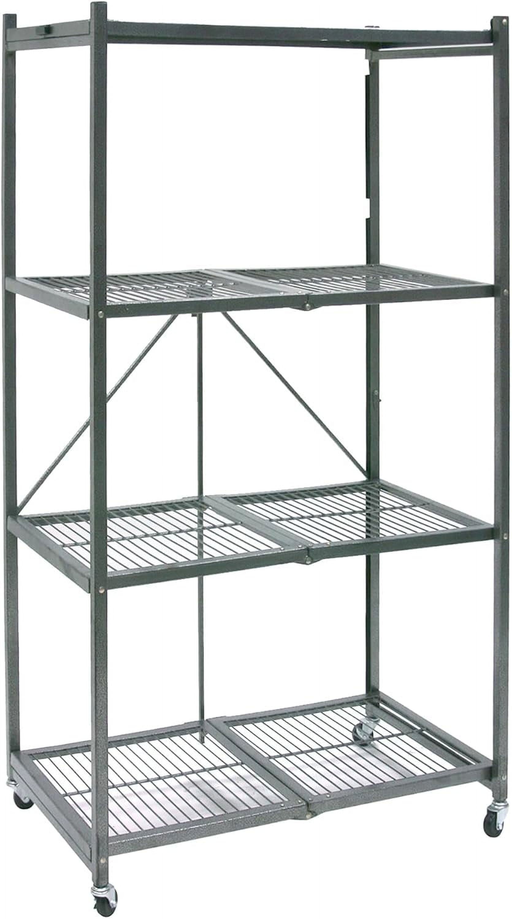 Origami 4 Tier Folding Shelves, Storage Shelving Rack Unit with Wheels ...