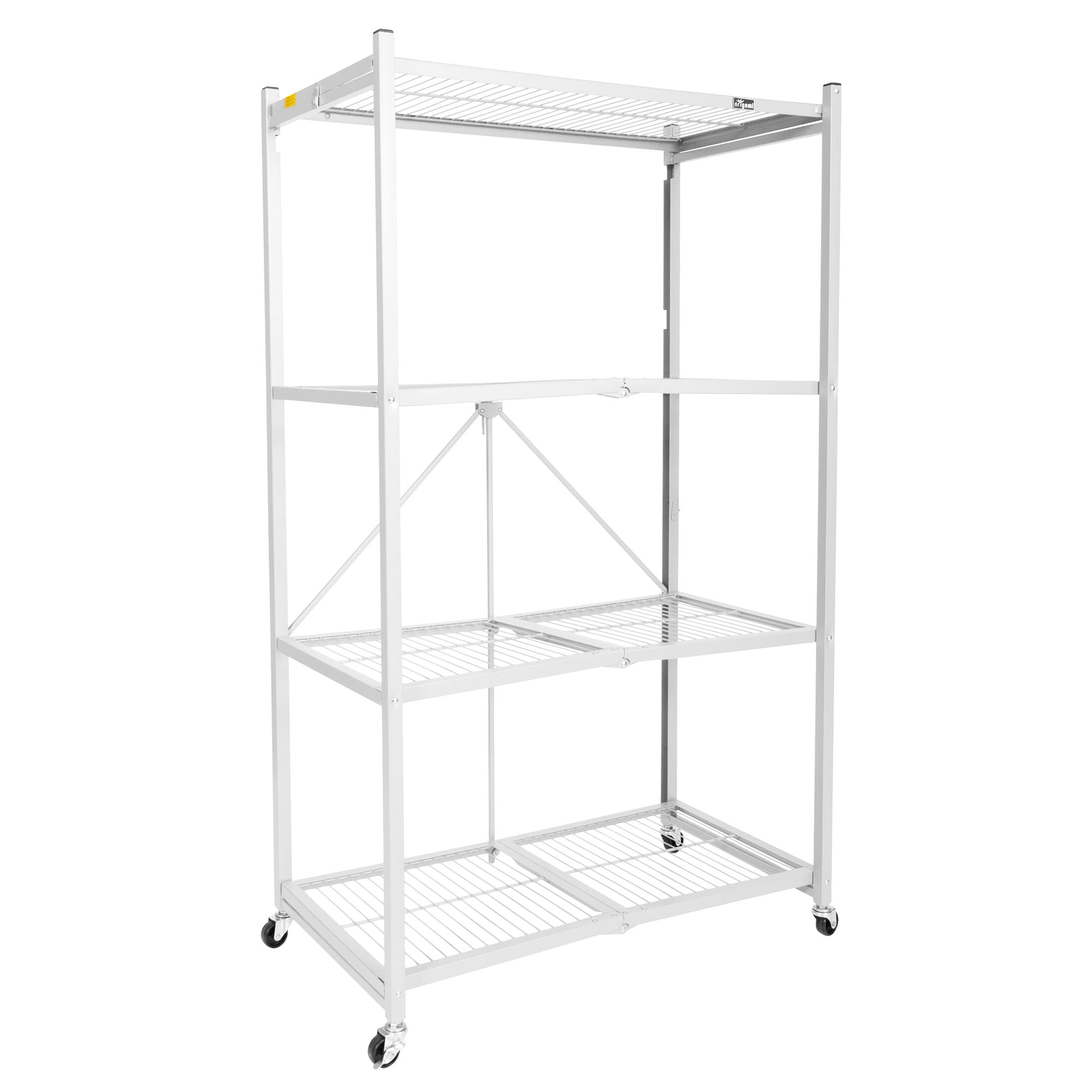 Origami 4 Tier Folding Storage Rack w/ Set of 4 Magnetic Wire Shelf ...