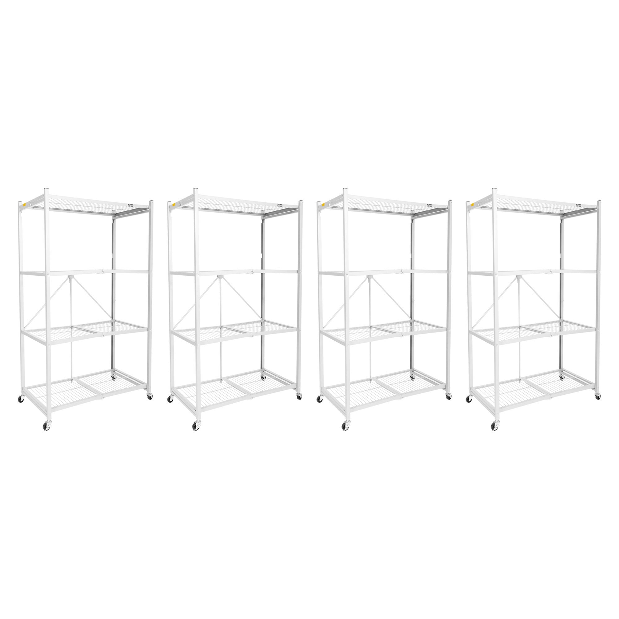 Origami 4 Tier Folding Storage Rack w/ Set of 4 Magnetic Wire Shelf ...