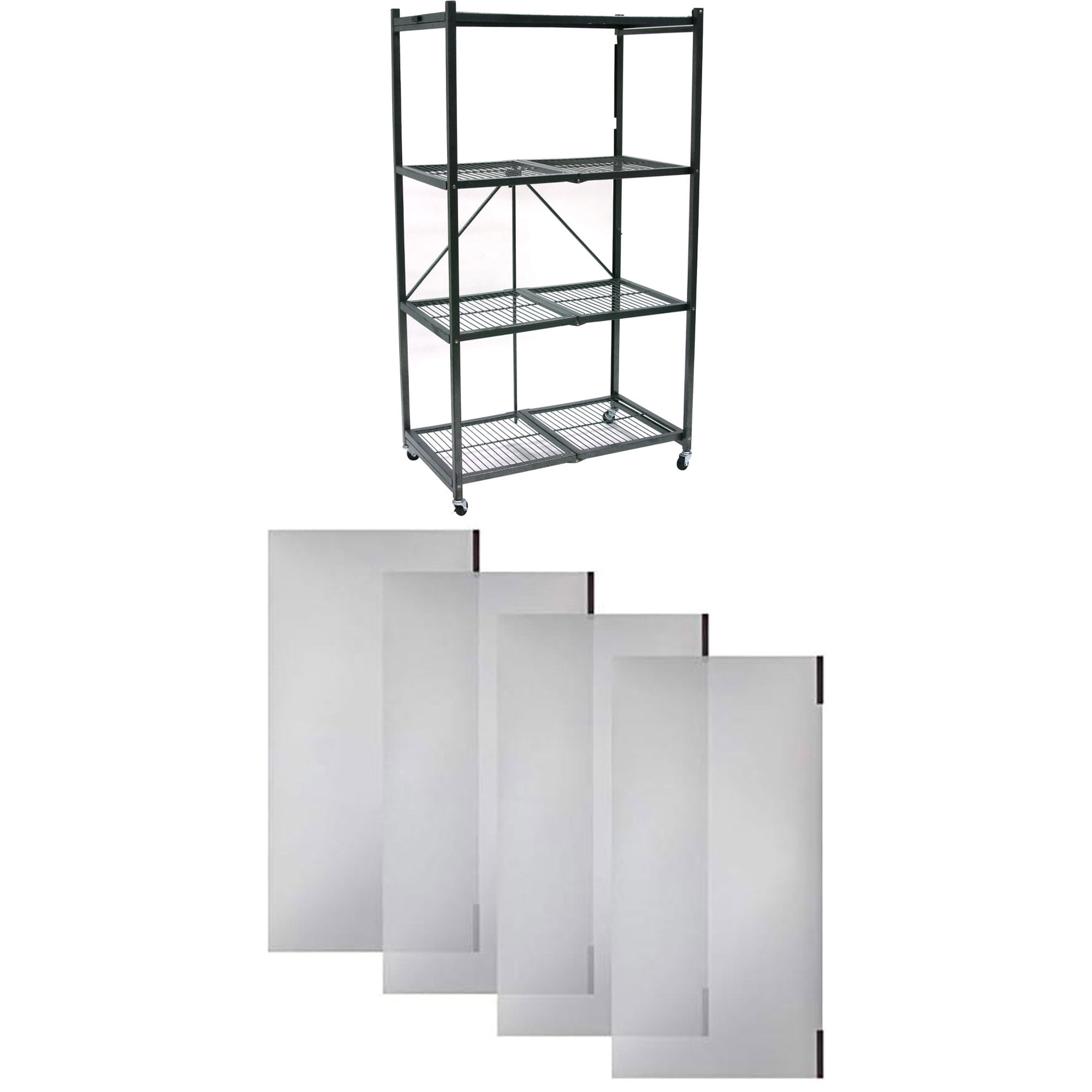 Origami 4 Tier Folding Storage Rack with 4 Magnetic Wire Shelf Liners ...