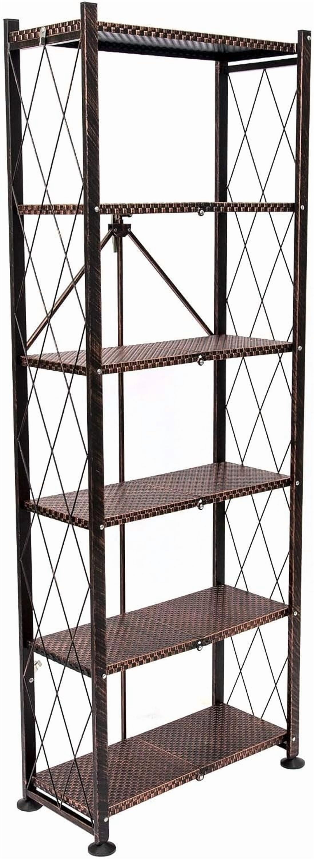 Origami 6 Tier Classic Stamped Steel Bookcase Shelf Organizer Rack with ...
