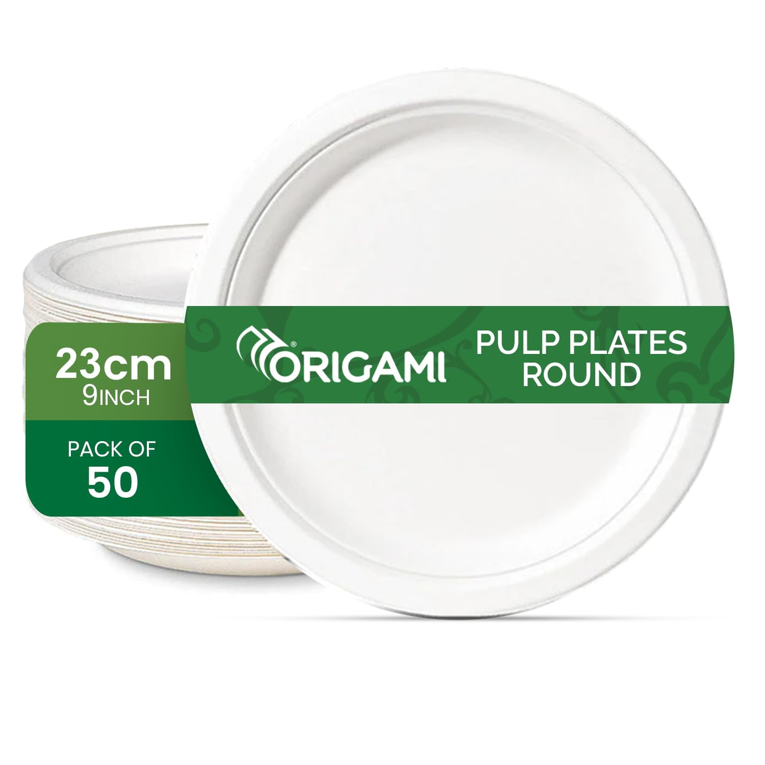 Origami 9 Inch Round Disposable Bagasse Plates Eco Friendly ...